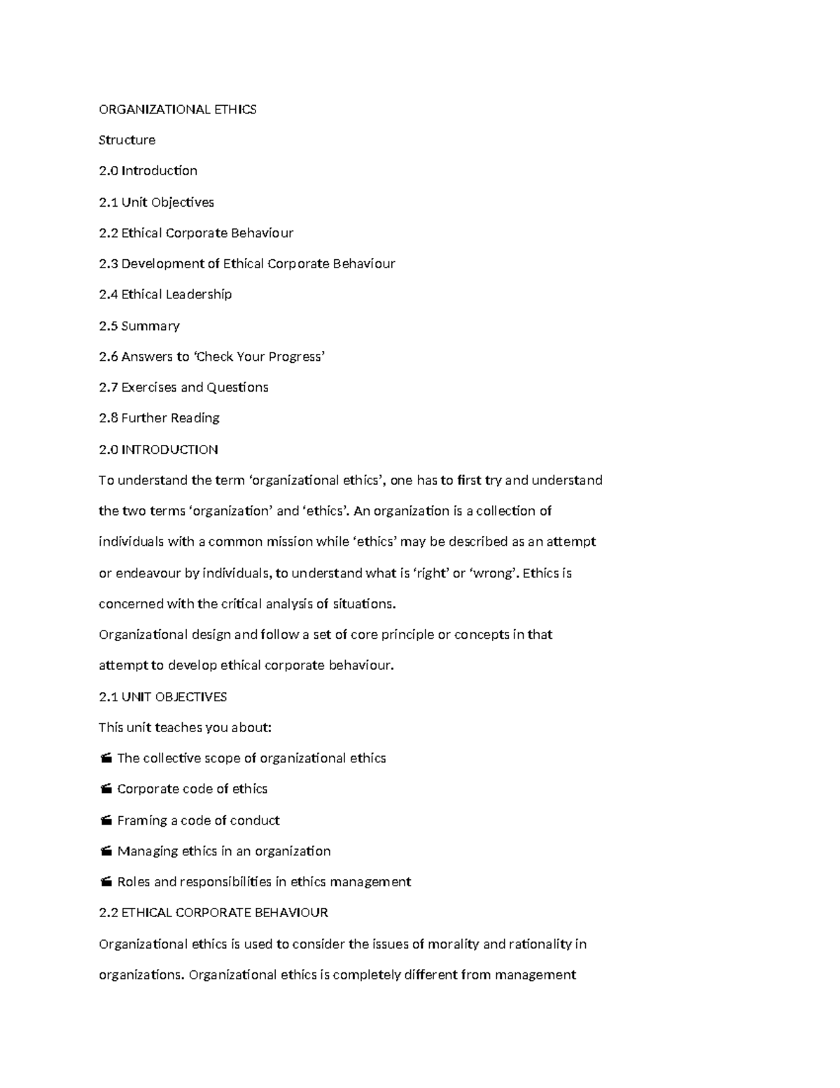 Corp Gov Ethics 6 - ORGANIZATIONAL ETHICS Structure 2 Introduction 2 ...