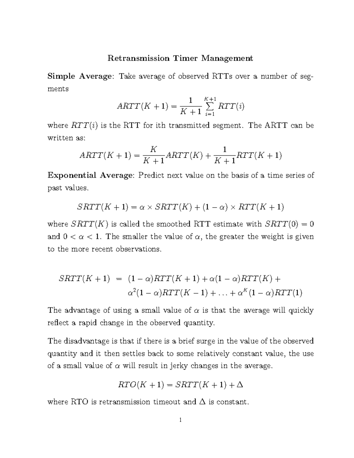 Csi4118 Retransmission Timer Management -Calculation - Retransmission ...
