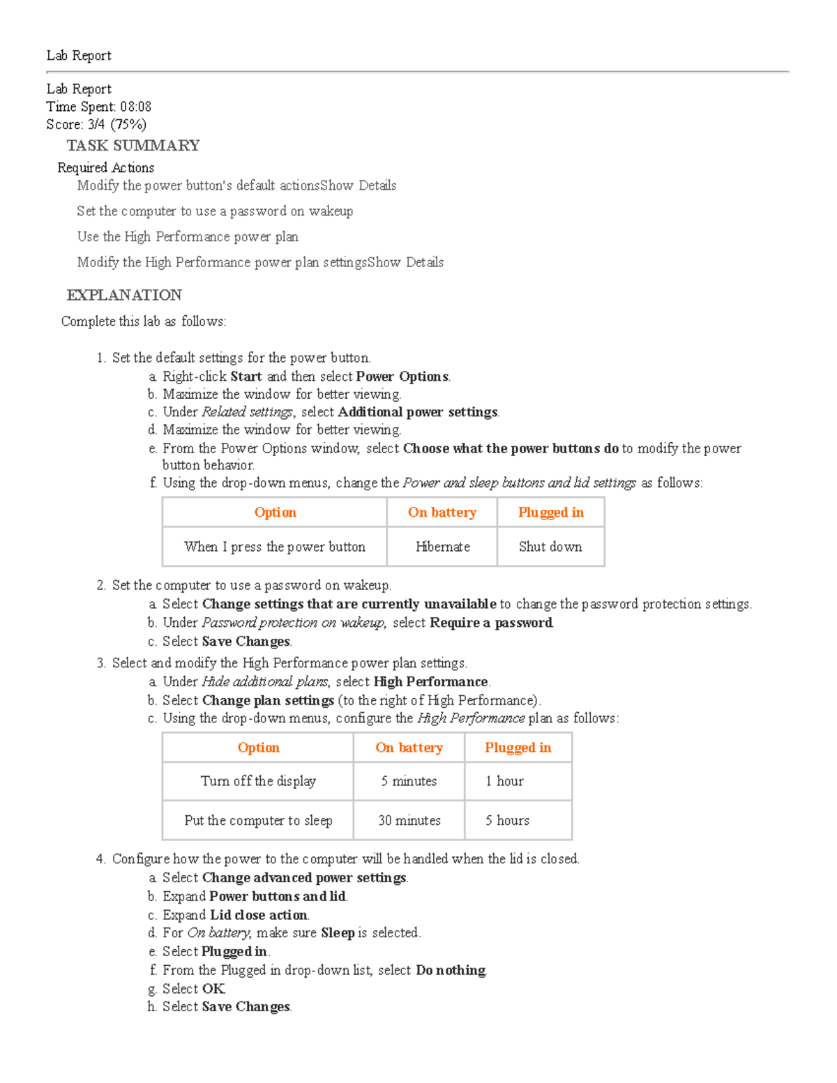 12.3.6 Lab Key - LAB KEY - Lab Report Lab Report Time Spent: 08: Score ...
