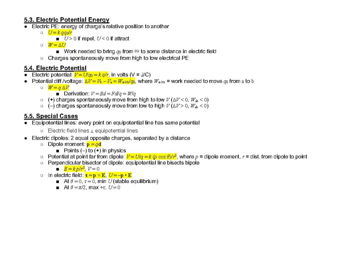 2 Physics - detailed lecture notes - 5. Electric Potential Energy ...