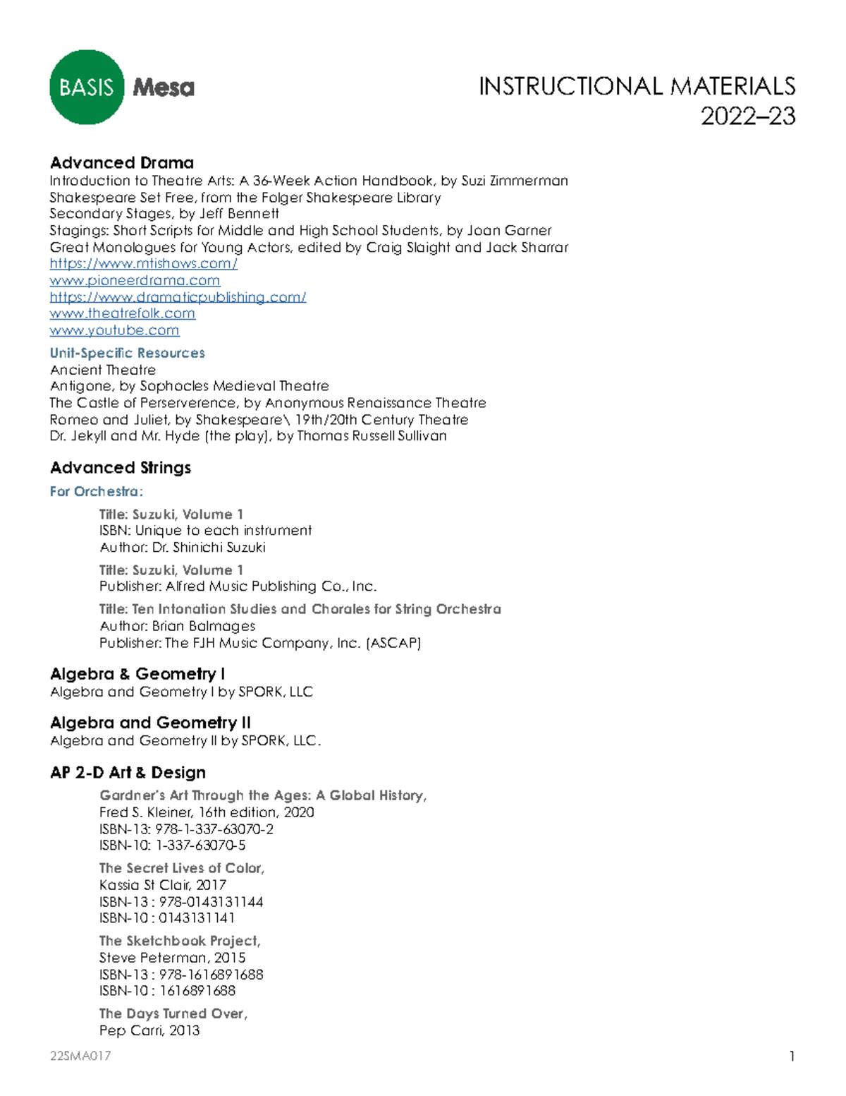Basis School mesa-curricular-materials - 2022– Advanced Drama ...