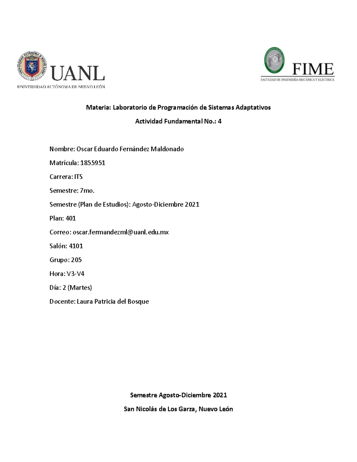 Práctica 4 1855951 - practica - Materia: Laboratorio de Programación de ...