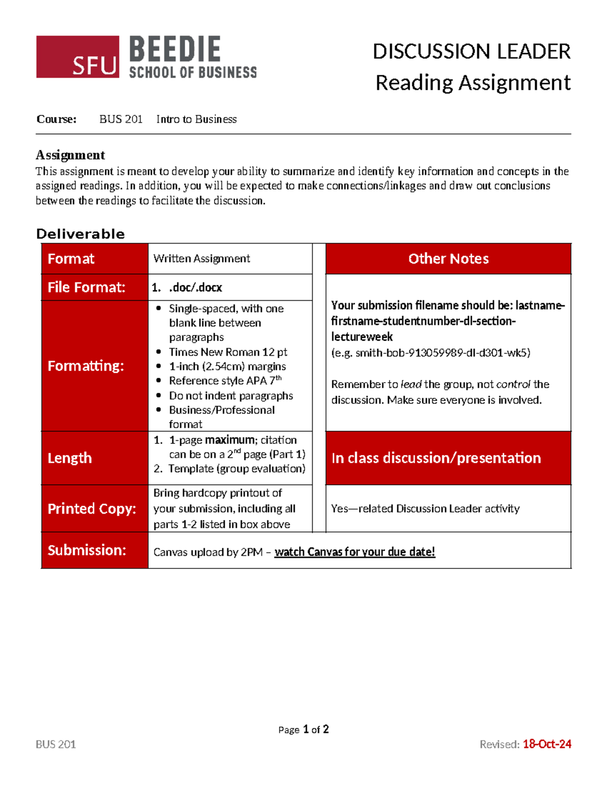 201 reading asgnment 2 - Discussion leader newspaper asSignment 2 ...