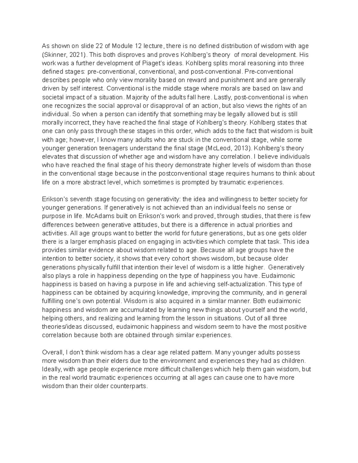 PSY 301 Module 12 - Written Assignment - As shown on slide 22 of Module ...