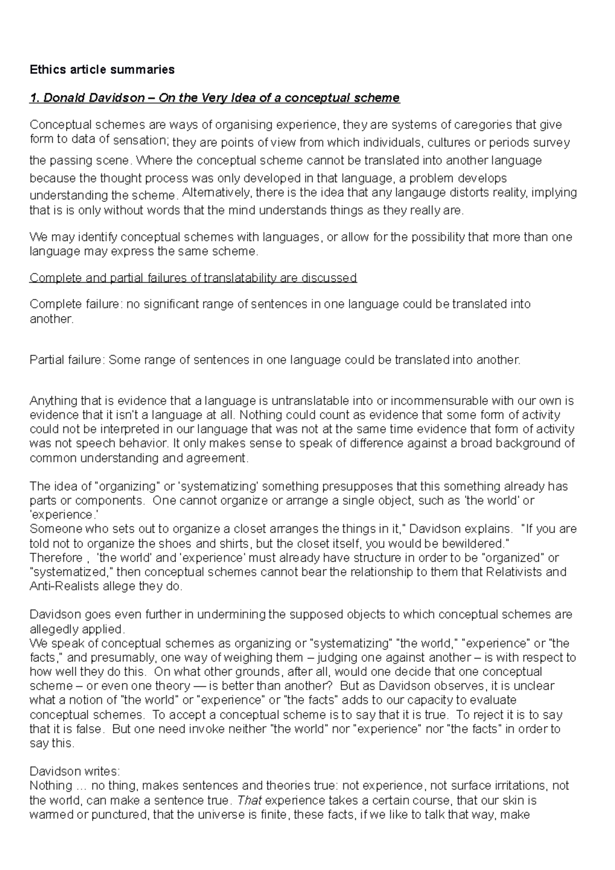 Ethics article summaries - Copy - Ethics article summaries 1. Donald ...