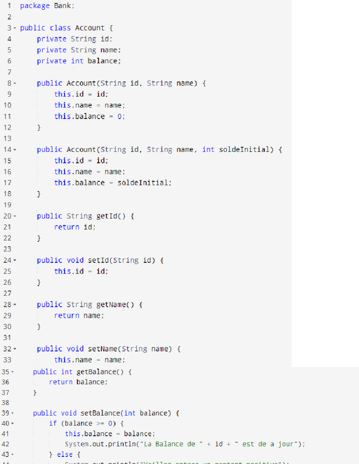 IFT1025 Devoir 2 Accident java - package Bank: public class Account ...