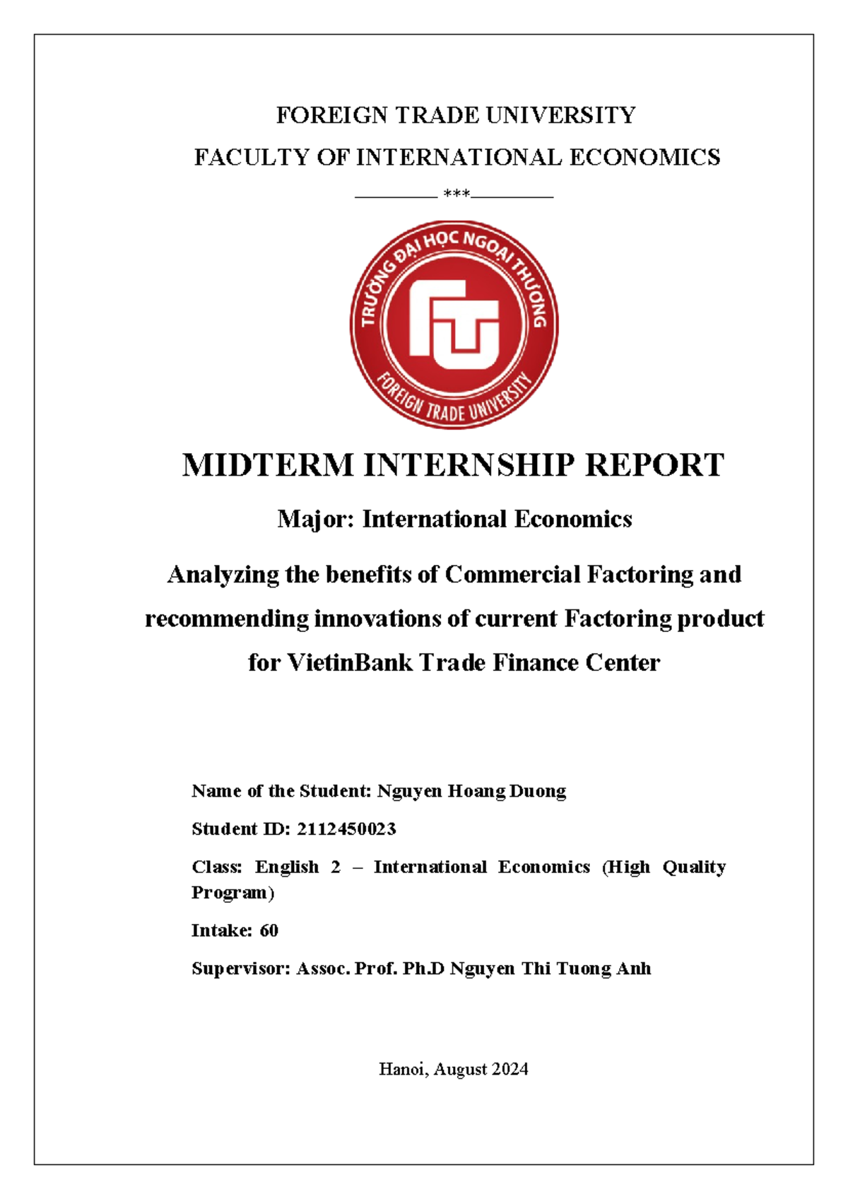 TTGK FTU KTQT CLC - FOREIGN TRADE UNIVERSITY FACULTY OF INTERNATIONAL ...