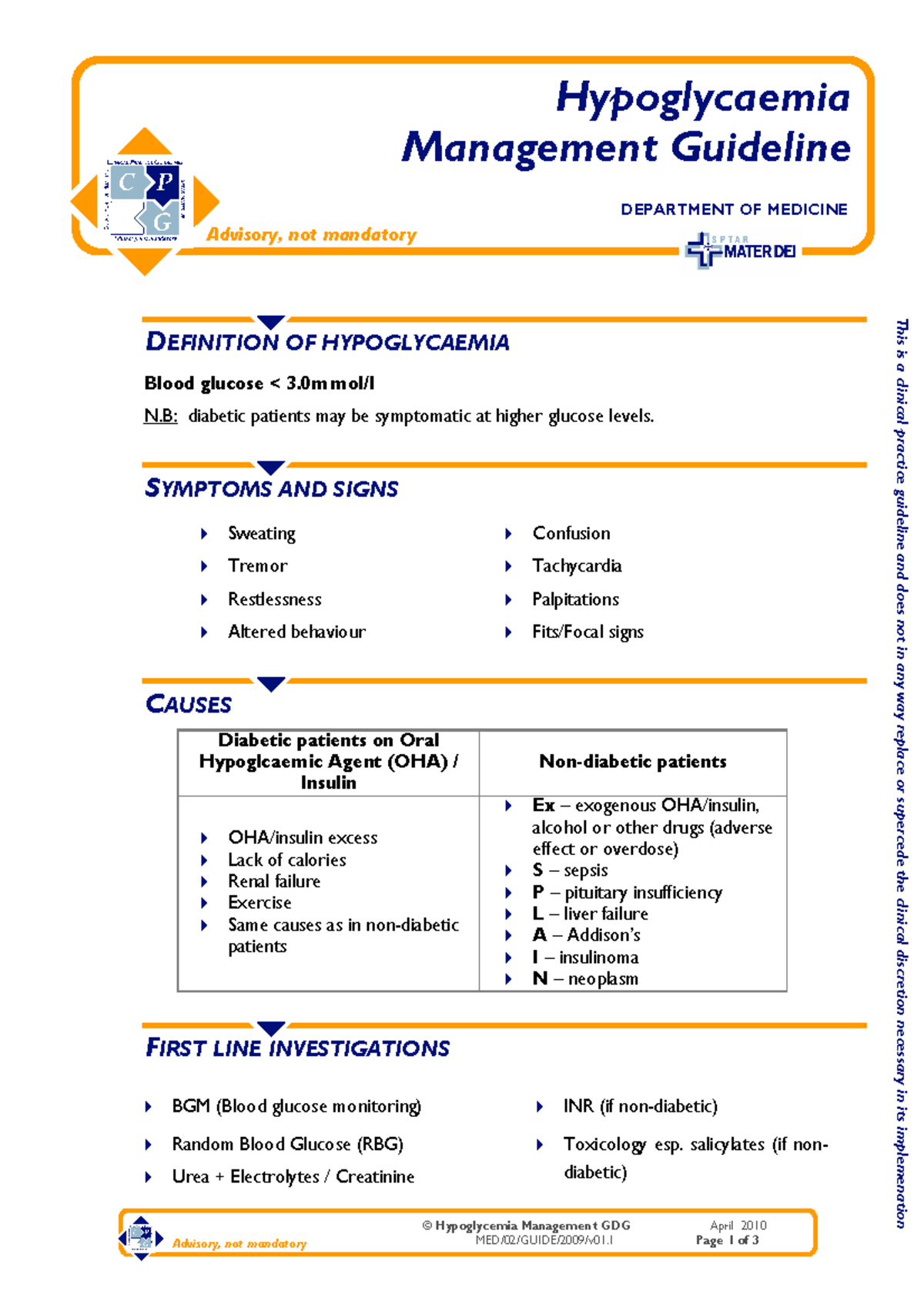 Hypoglycemia management[ 40] - © Hypoglycemia Management GDG April 2010 ...