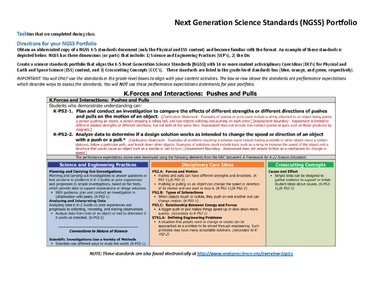 Samantha Wenz - 0-NGSS Standards Portfolio PY101 - Taskties that we ...