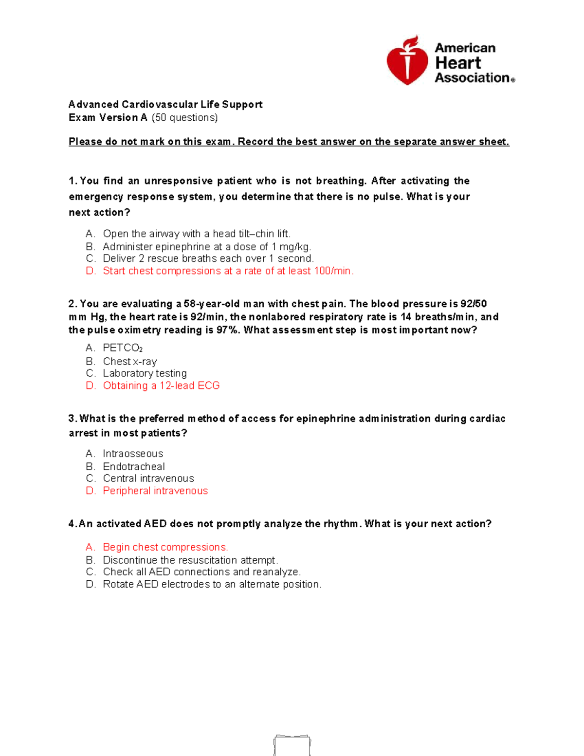 1000011085 - Acls - Advanced Cardiovascular Life Support Exam Version A ...
