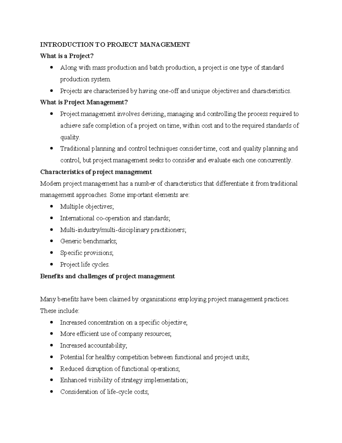 Introduction TO Project Planning - INTRODUCTION TO PROJECT MANAGEMENT ...