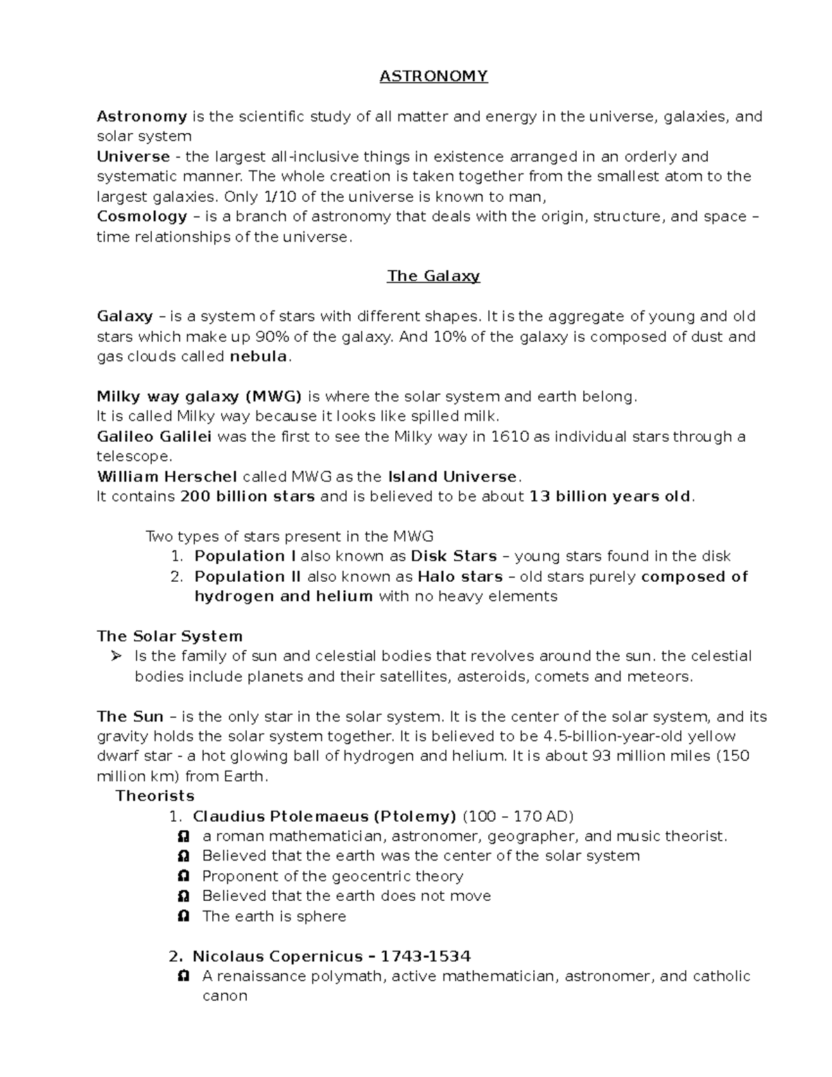 Astronomy - ASTRONOMY Astronomy is the scientific study of all matter ...