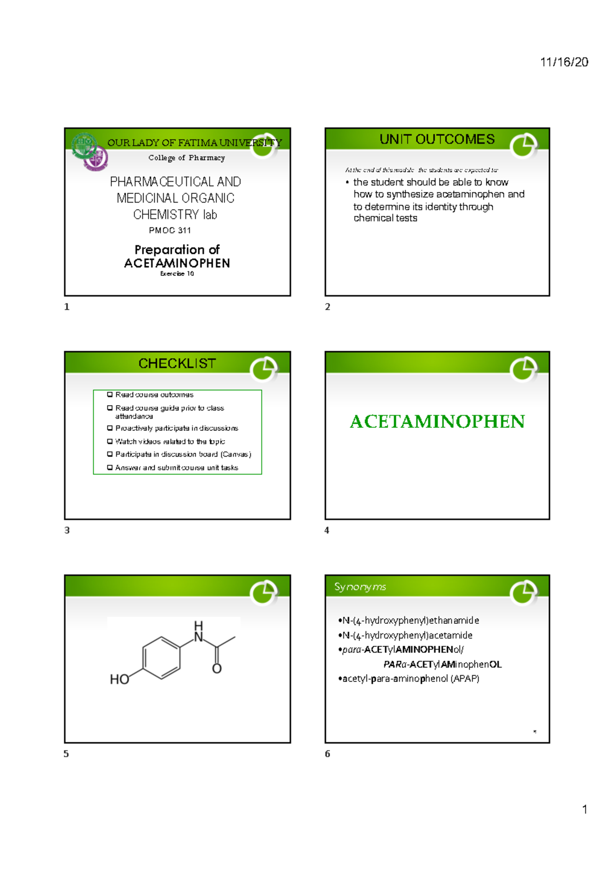 Exercise+10+ Acetaminophen - PHARMACEUTICAL AND MEDICINAL ORGANIC ...