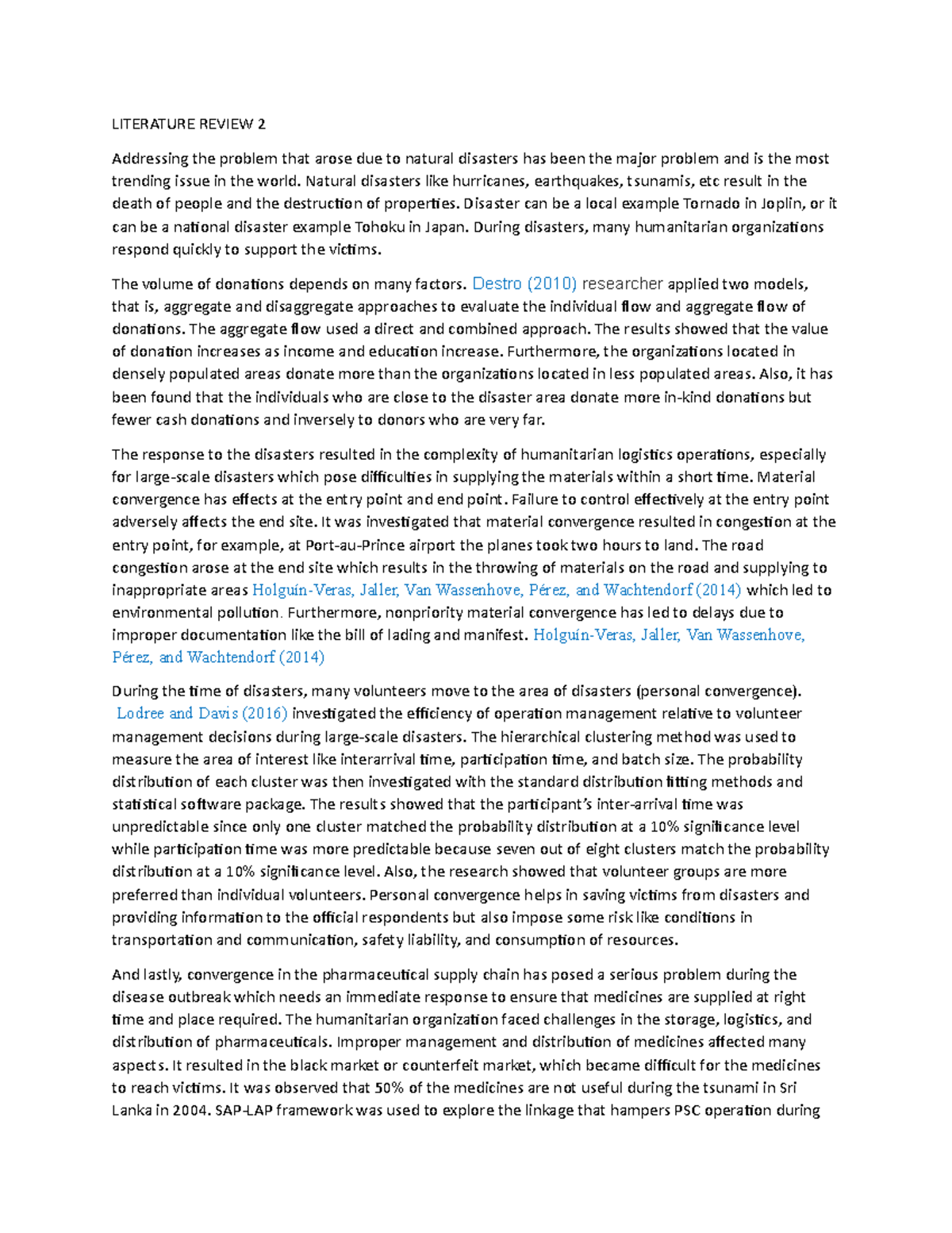 Literature Review 2 - notes - LITERATURE REVIEW 2 Addressing the ...