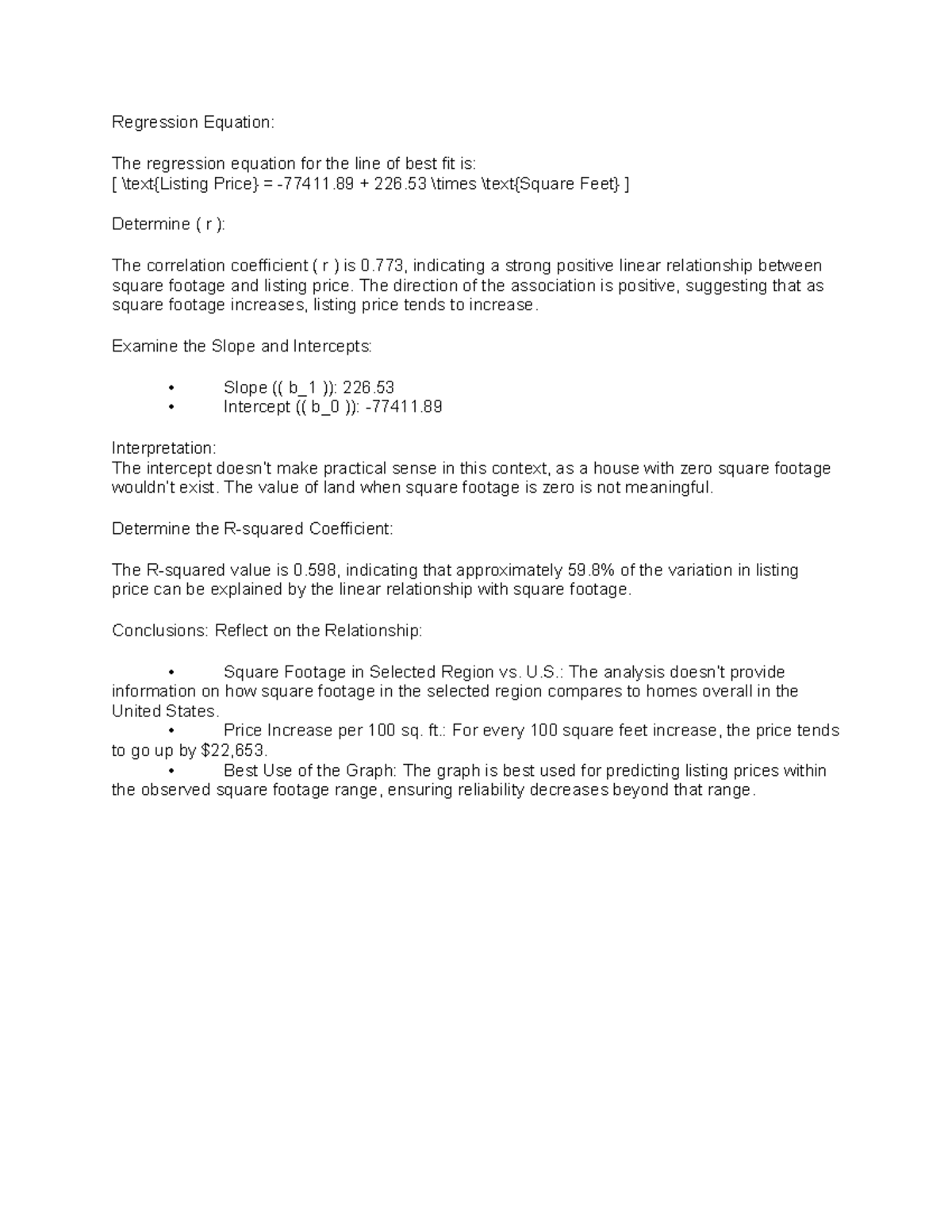 MAT 3-3 - Mod 3 assignment - Regression Equation: The regression ...