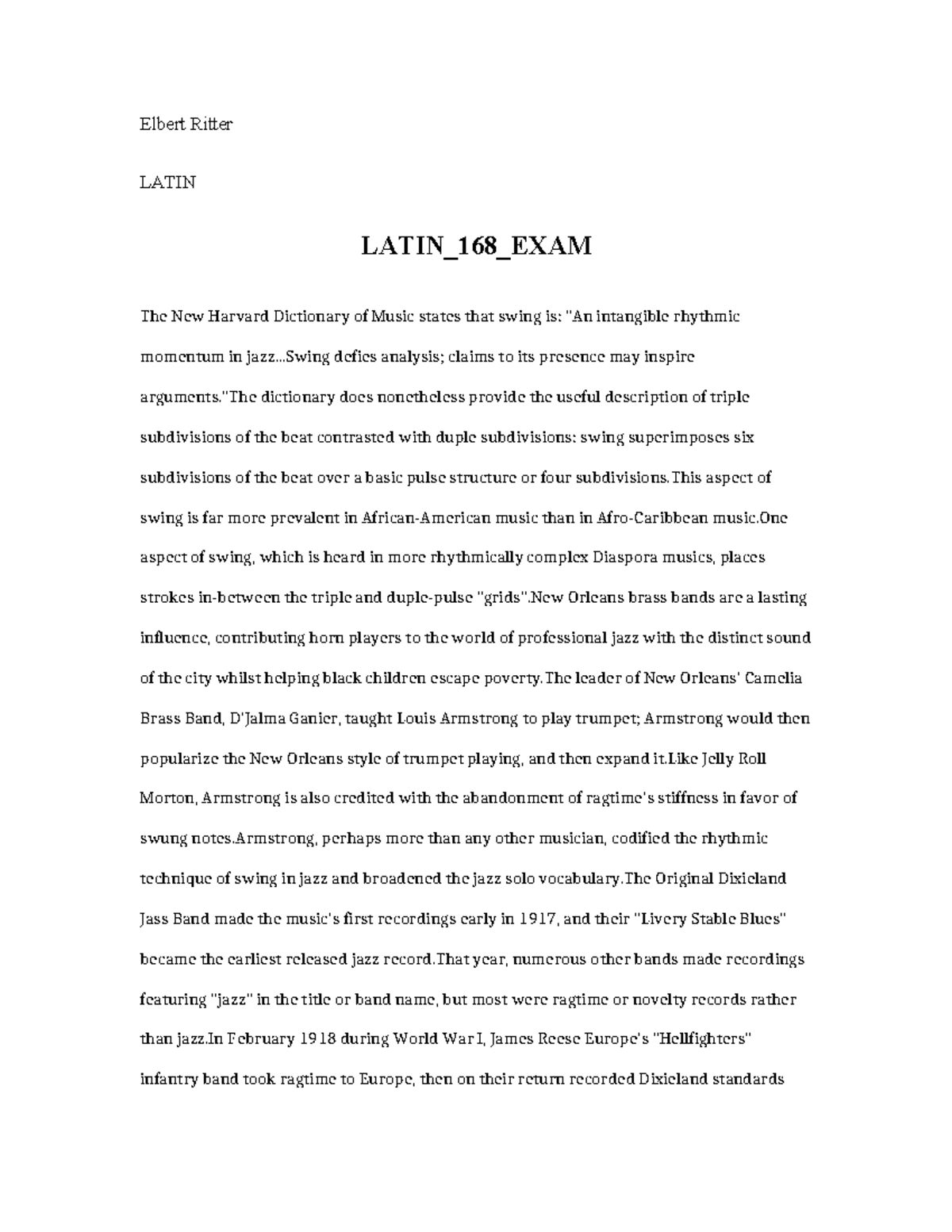 Latin 168 EXAM - Notes - Elbert Ritter LATIN LATIN_168_EXAM The New ...