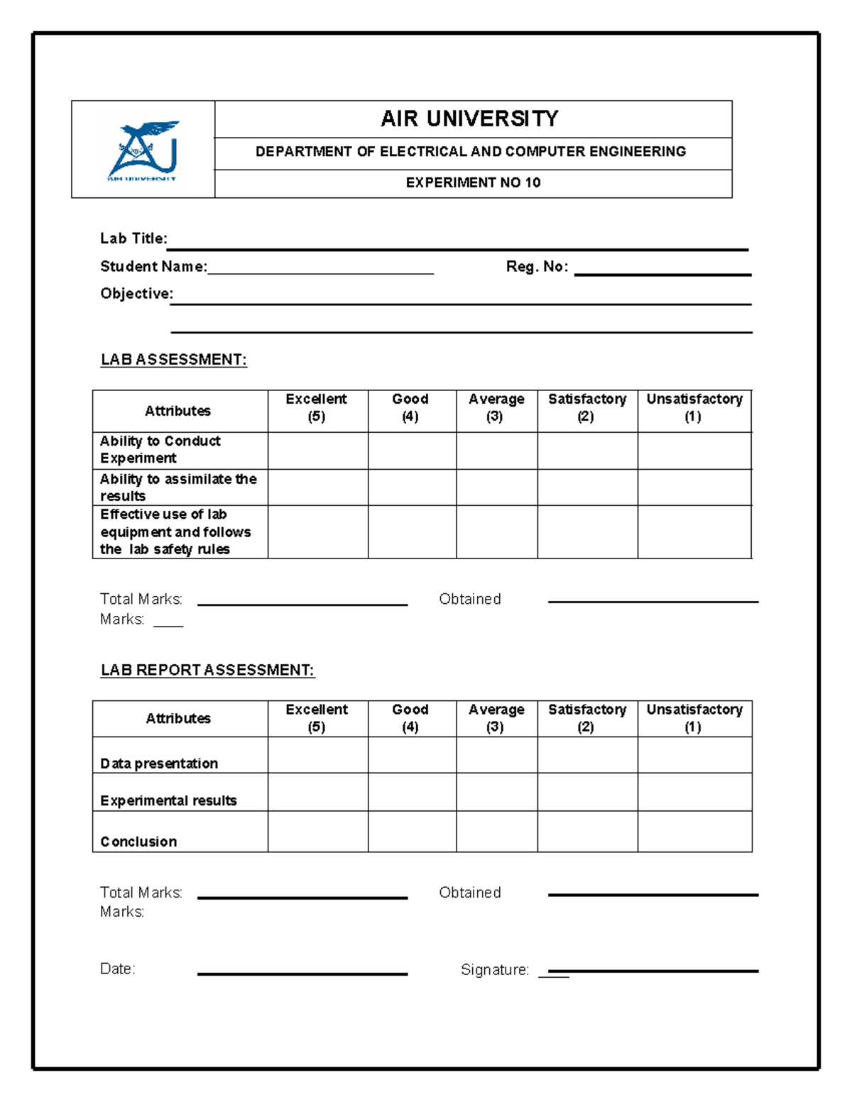 DLD Lab report - lab manual - AIR UNIVERSITY DEPARTMENT OF ELECTRICAL ...