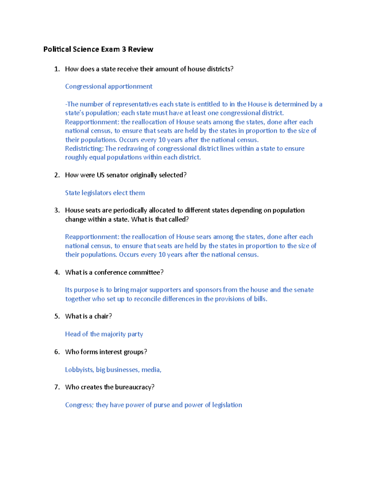 Political Science Exam 3 Review - Political Science Exam 3 Review 1 ...