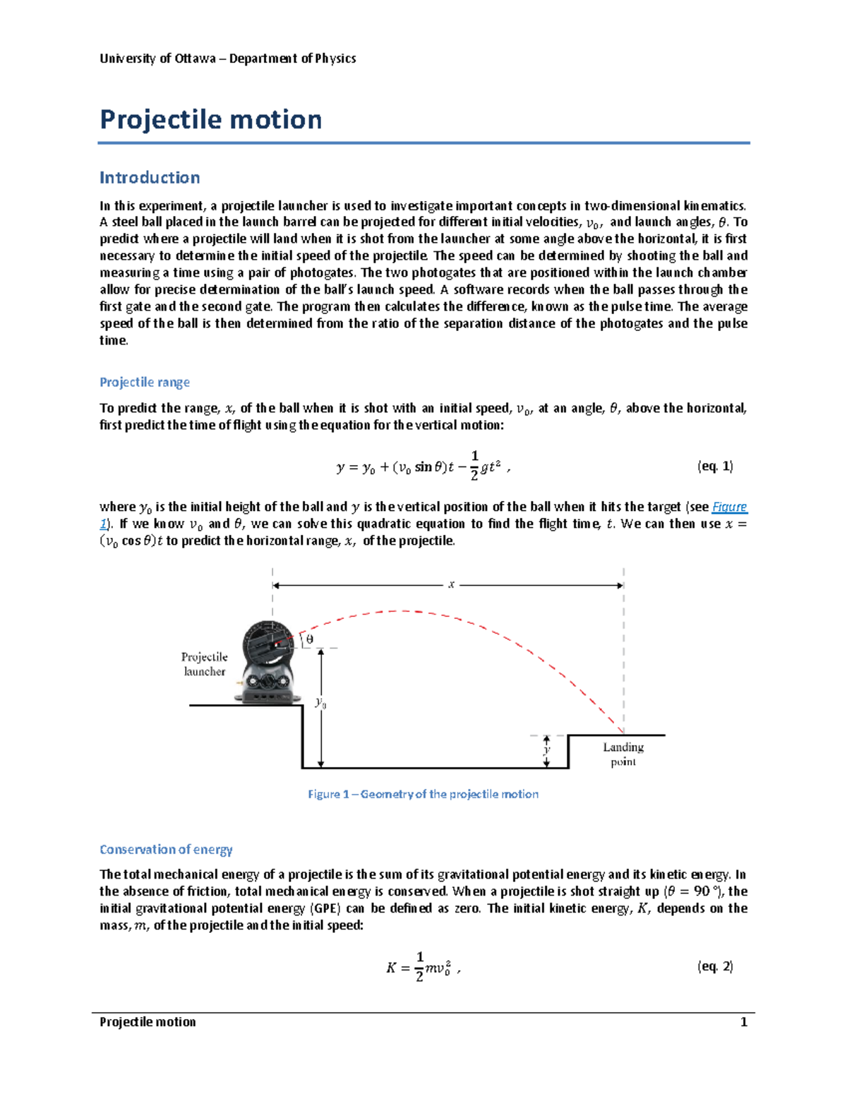 Projectile motion - manual - Projectile motion Introduction In this ...