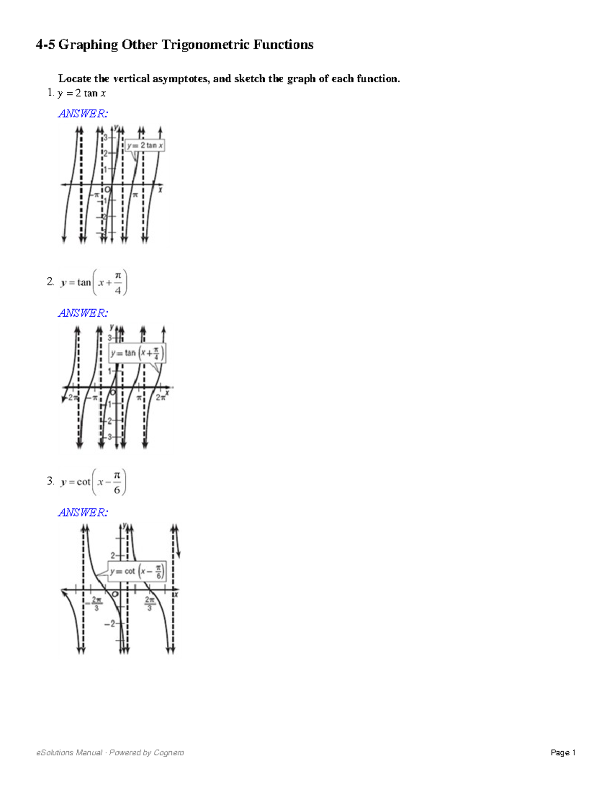4-5 graphing other trigonometric functions - Locate the vertical ...