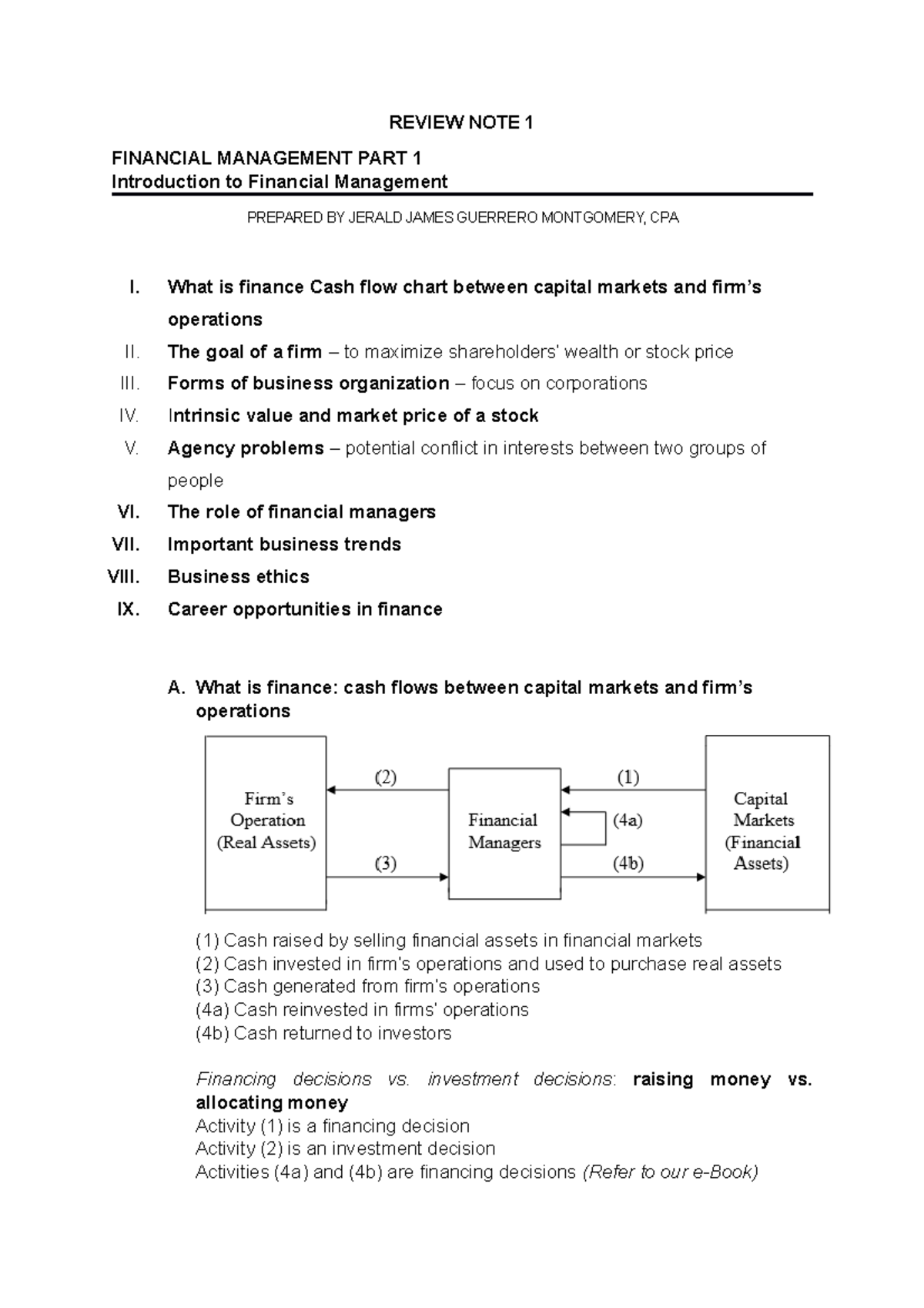 Review NOTE 1 FM - Lecture notes - REVIEW NOTE 1 FINANCIAL MANAGEMENT ...
