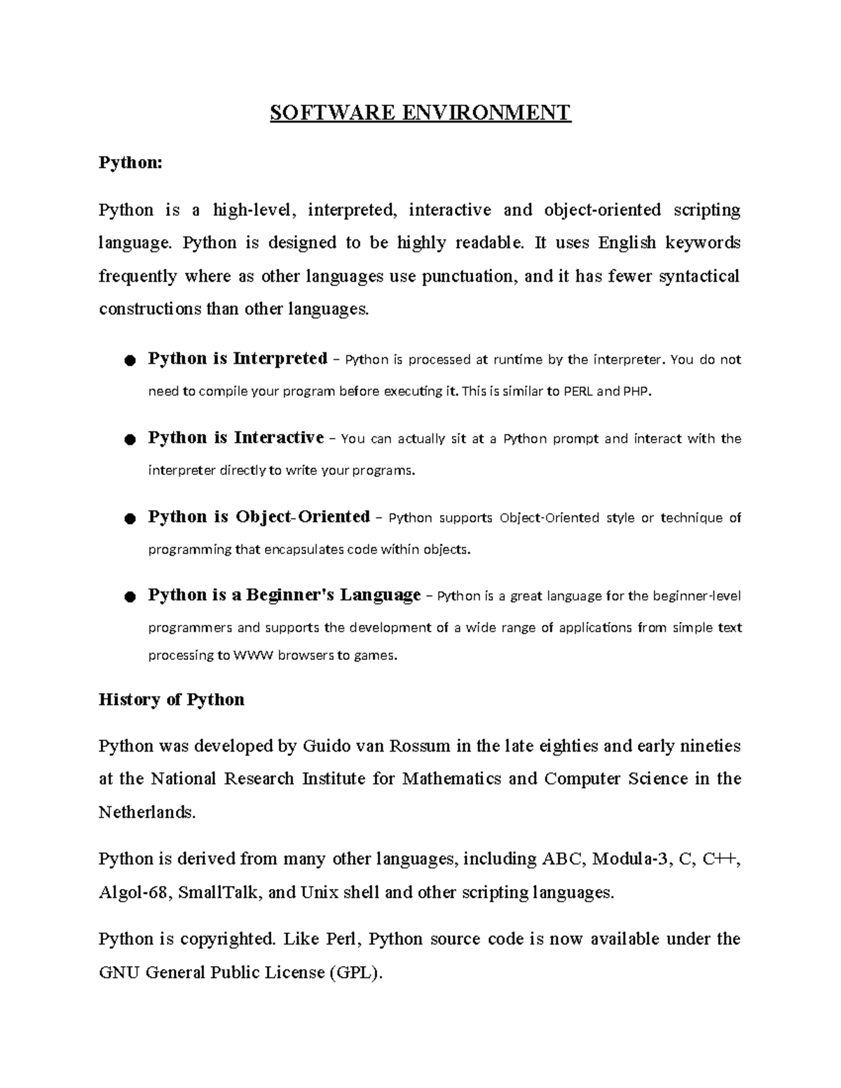 Software Environment Software Environment Python Python Is A High Level Interpreted 4898