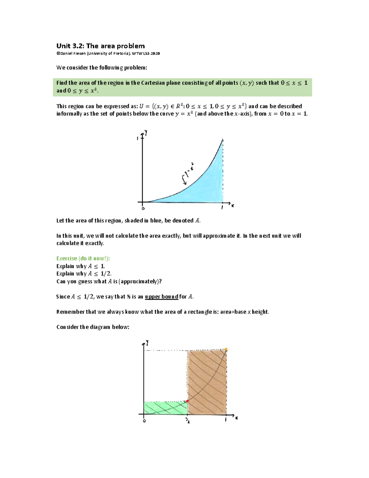 Unit 3.2 The area problem - Unit 3: The area problem ©Daniel Fresen ...