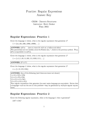 1Regular Expressions - N/A - Regular Expressions CS236 - Discrete ...