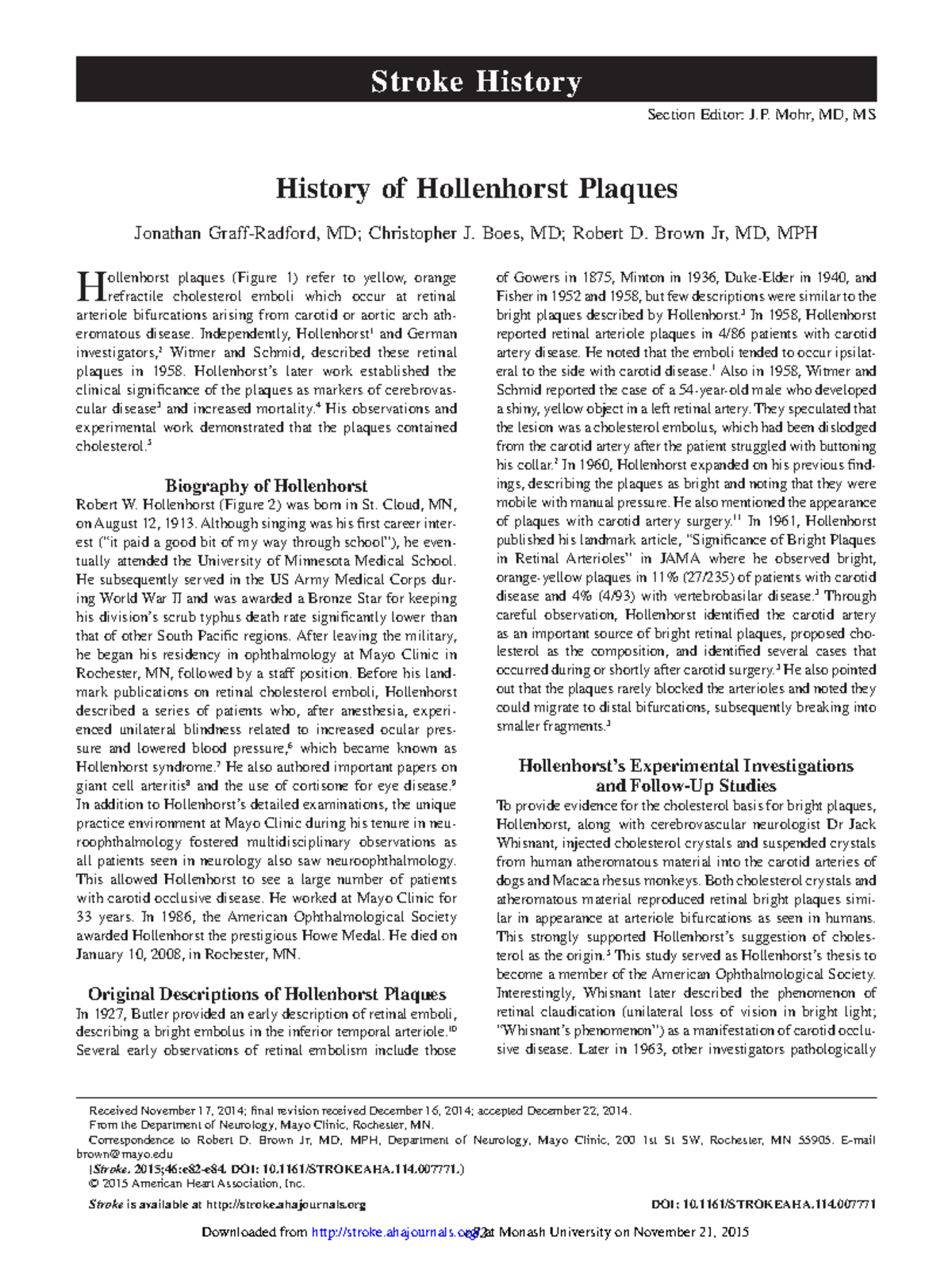 Hollenhorst dfdfplaque - e H ollenhorst plaques (Figure 1) refer to ...