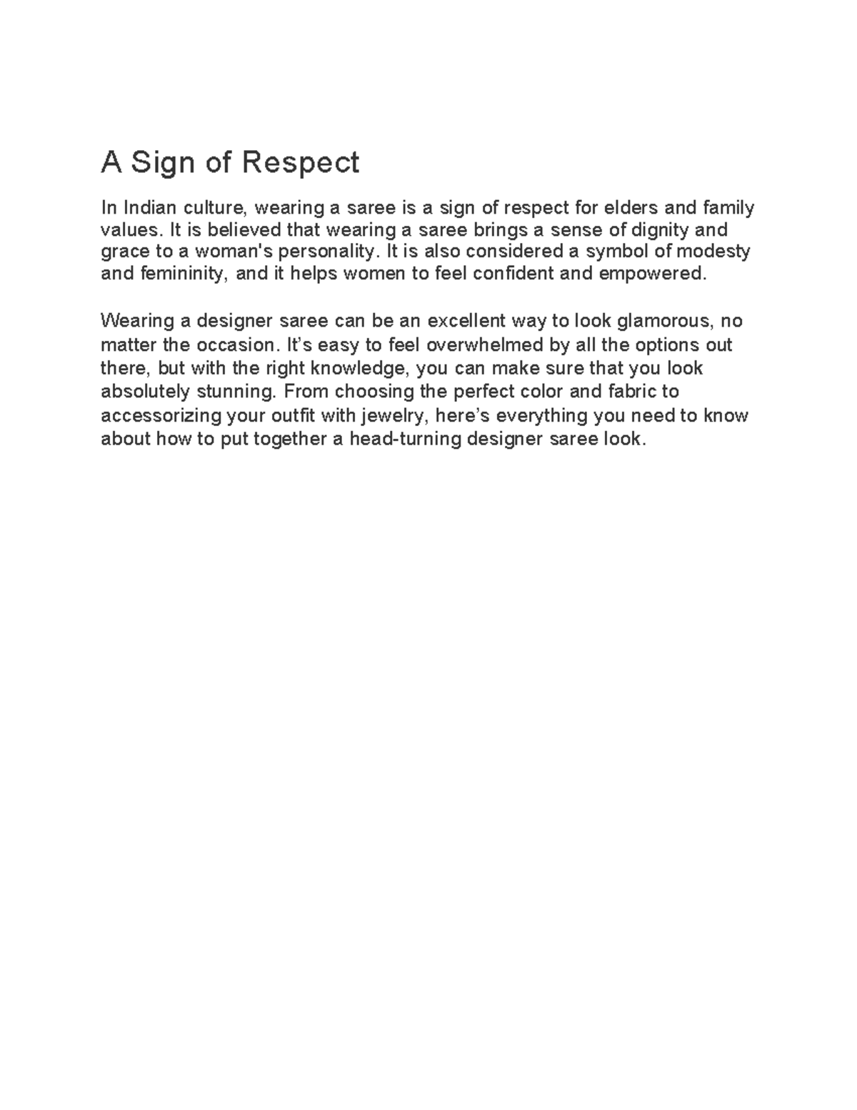 A Sign of Respect - ass - A Sign of Respect In Indian culture, wearing ...
