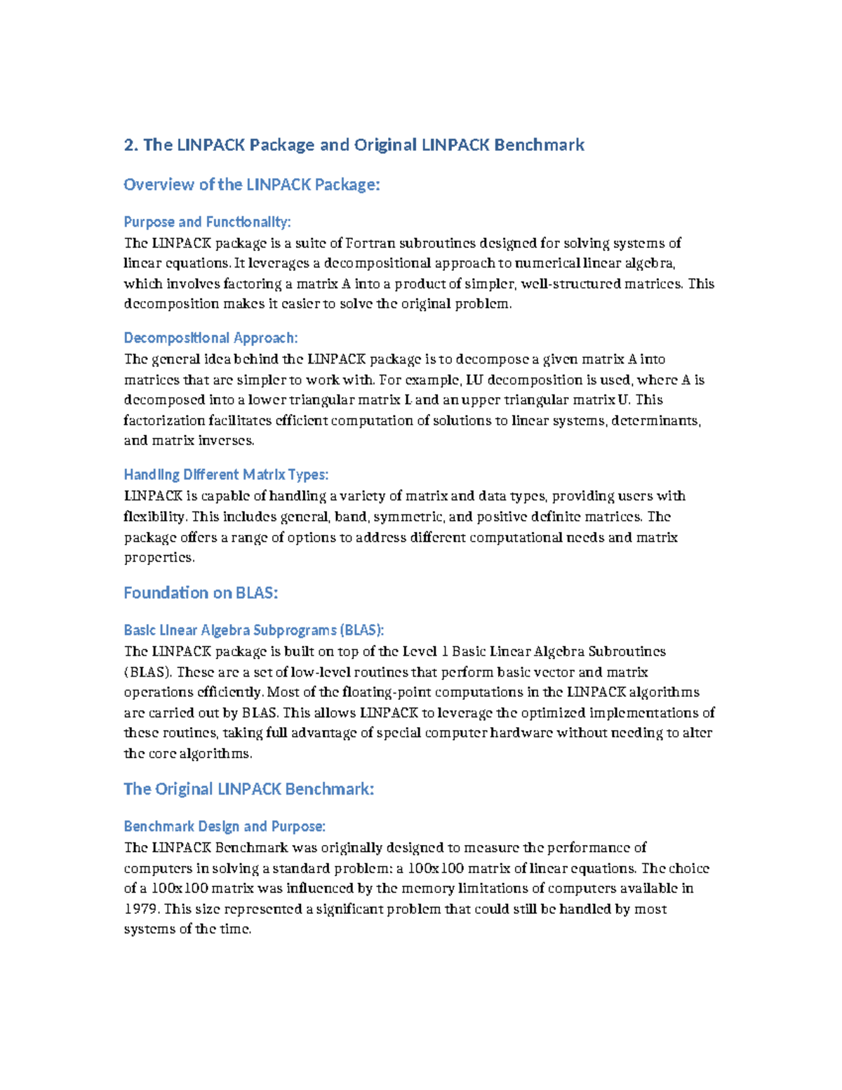 Explain-10 - file - 2. The LINPACK Package and Original LINPACK ...