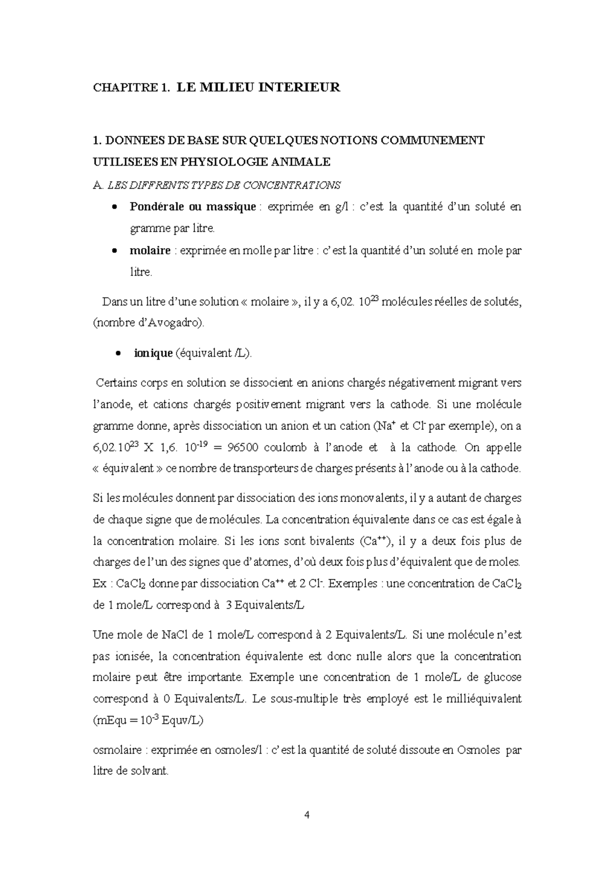 Milieu interieur - Good - CHAPITRE 1. LE MILIEU INTERIEUR 1. DONNEES DE ...