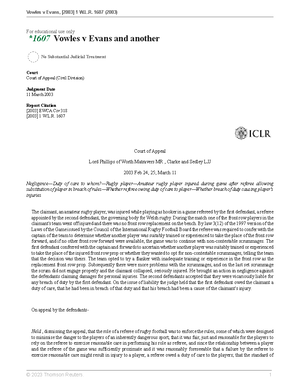 Vowles v Evans - case study - Vowles v Evans, 2003 WL 933262 (2003 ...