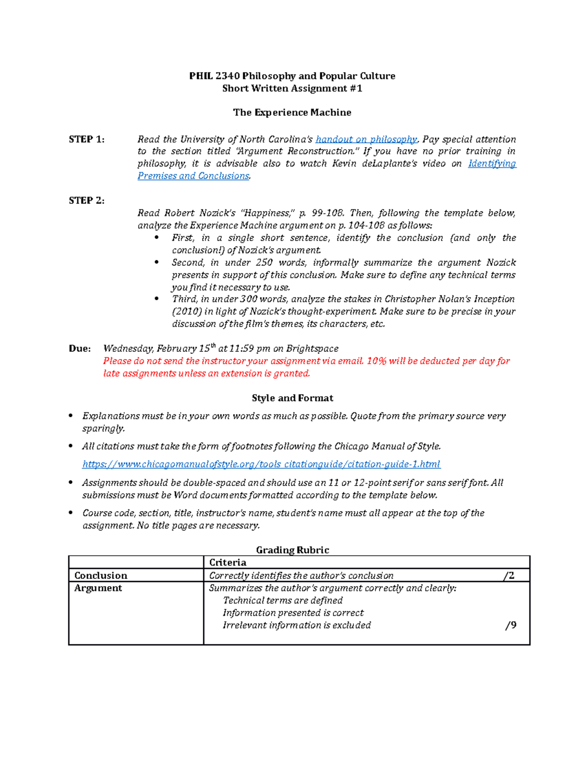 PHIL 2340 Assignment 1 (W2023) - PHIL 2340 Philosophy and Popular ...