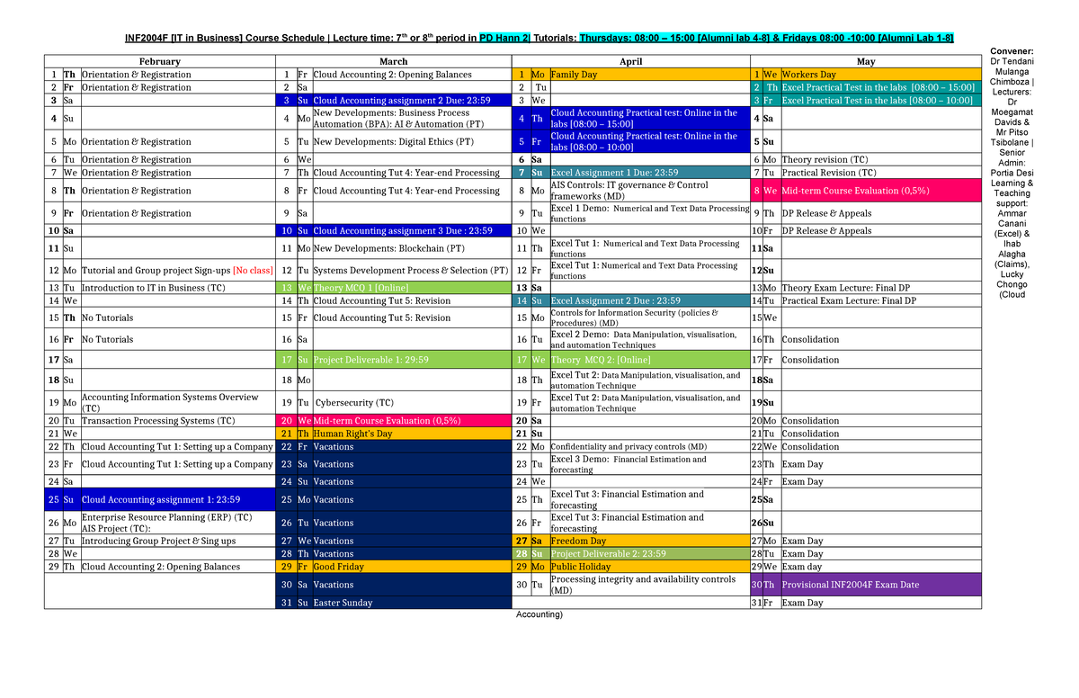 Course Schedules - Studocu