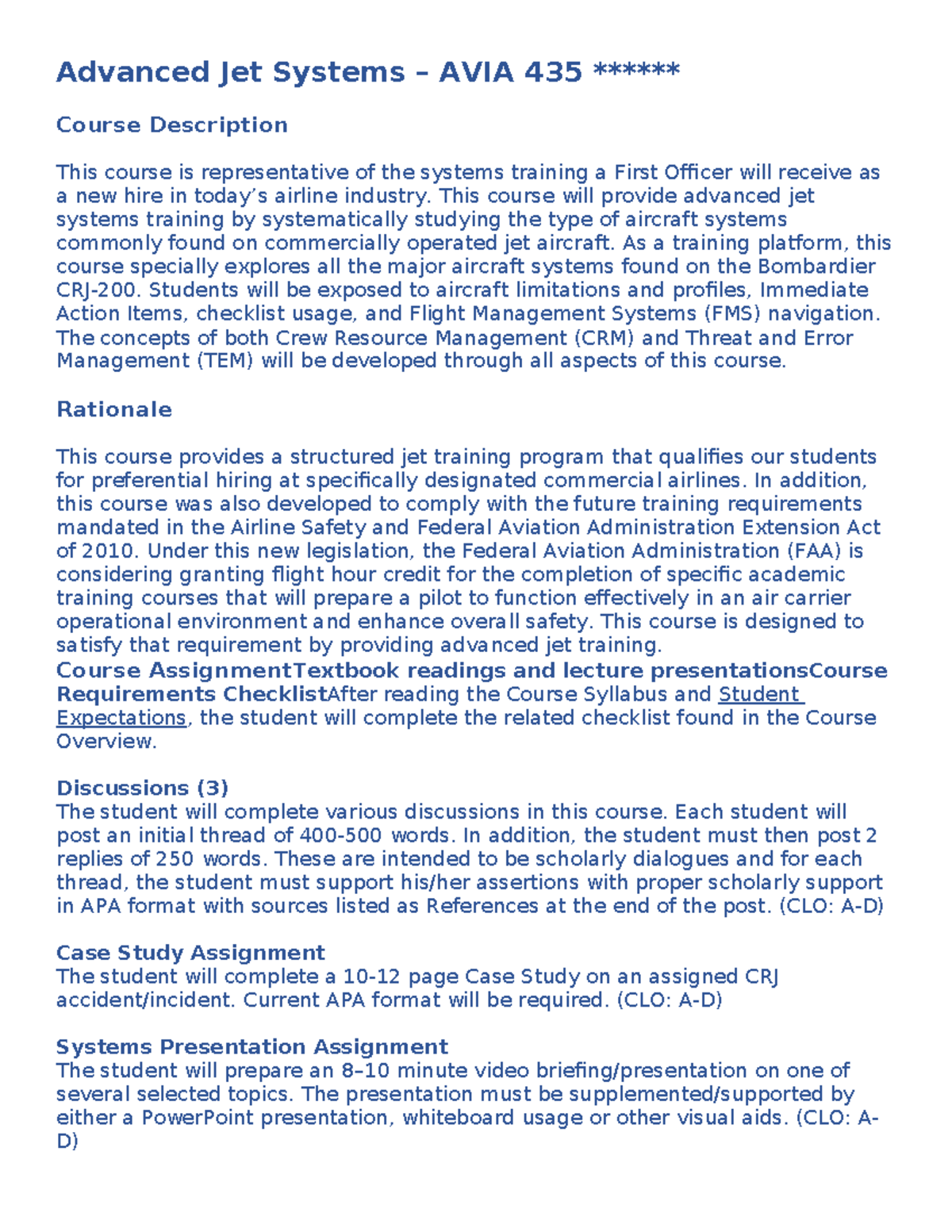 AVIA Higher Level AVIA 435 Advanced Jet Systems - Advanced Jet Systems ...