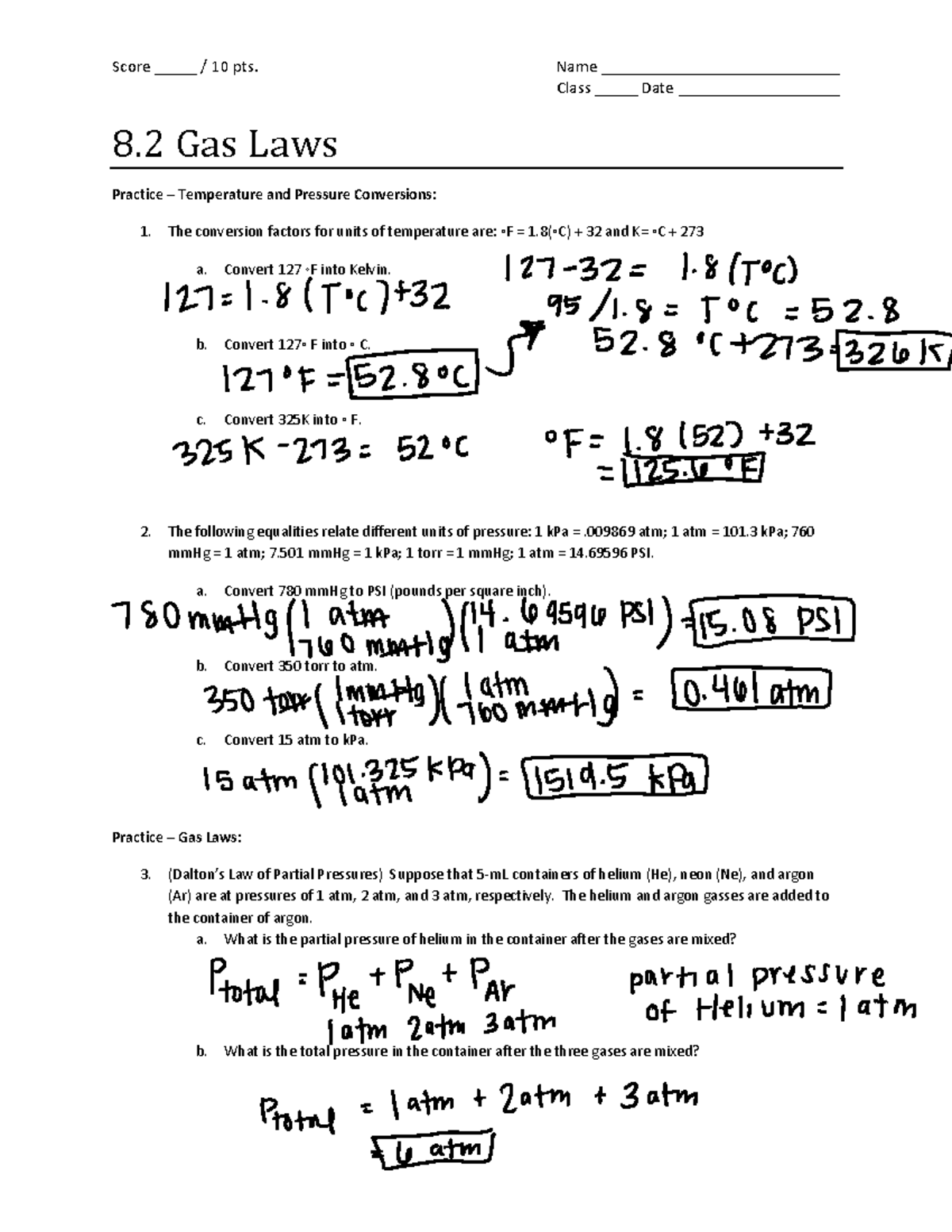 Key - 8.2 Gas Laws - the physical laws that describe the properties of ...