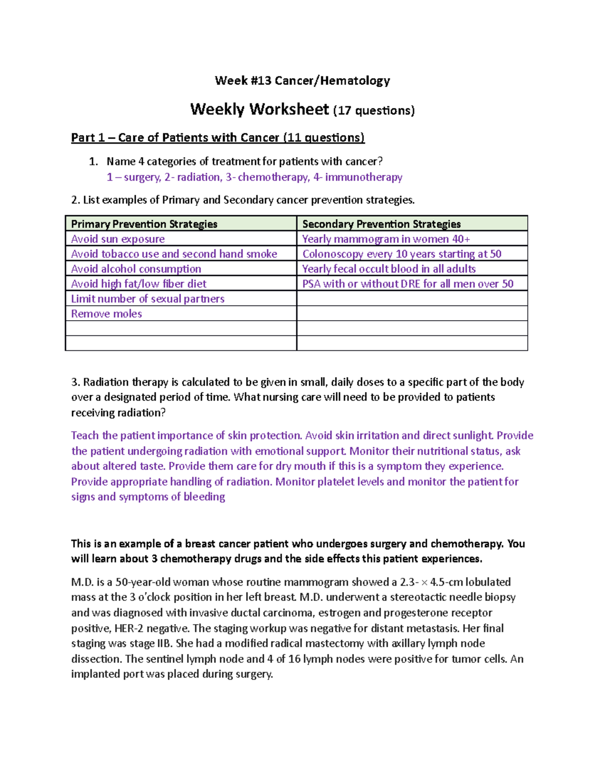 Medsurg nursing cancer-hem - Week #13 Cancer/Hematology Weekly ...