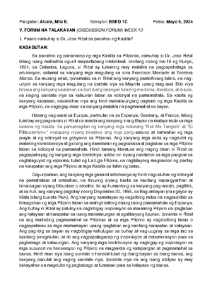 Sample Test questions - Matching type Panuto: Sa kulom A ang mga ...