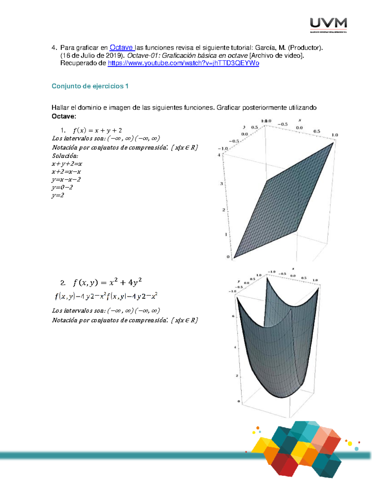 Activisad 2 ejercicios - Para graficar en (16 de Julio de 2019). Octave Octave-01: Graficación ...