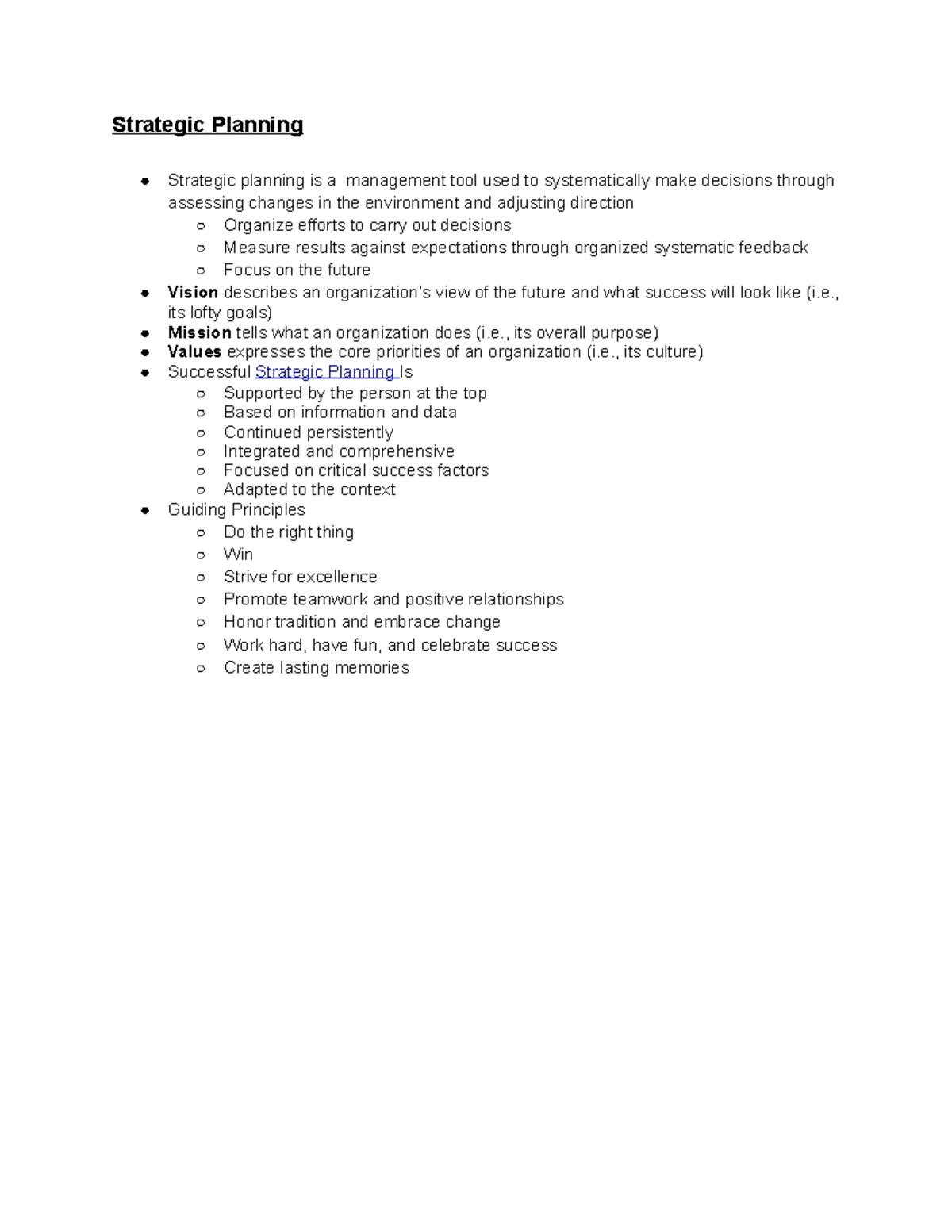 Sports Mangemnet Strategic Planning - Strategic Planning Strategic ...