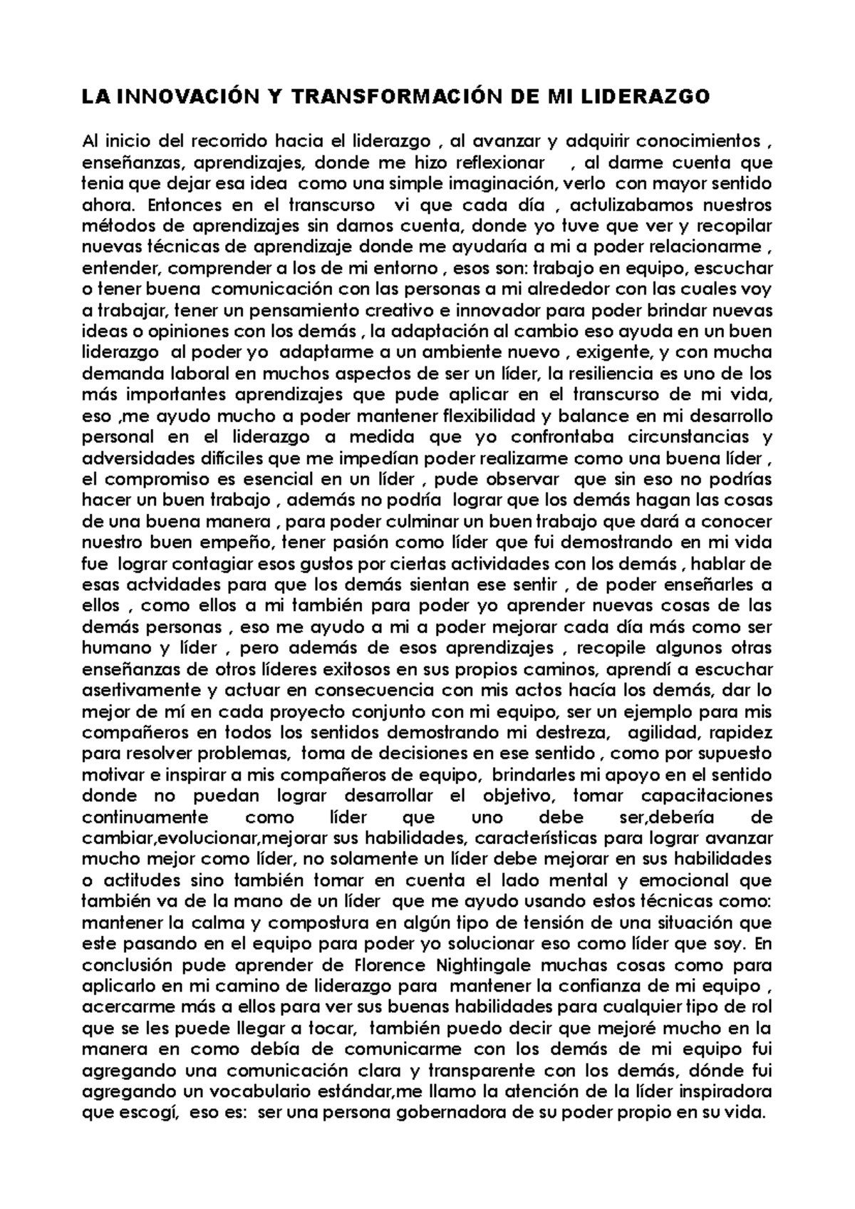 Ensayo DE Laboratorio Trabajo Final - LA INNOVACIÓN Y TRANSFORMACIÓN DE ...