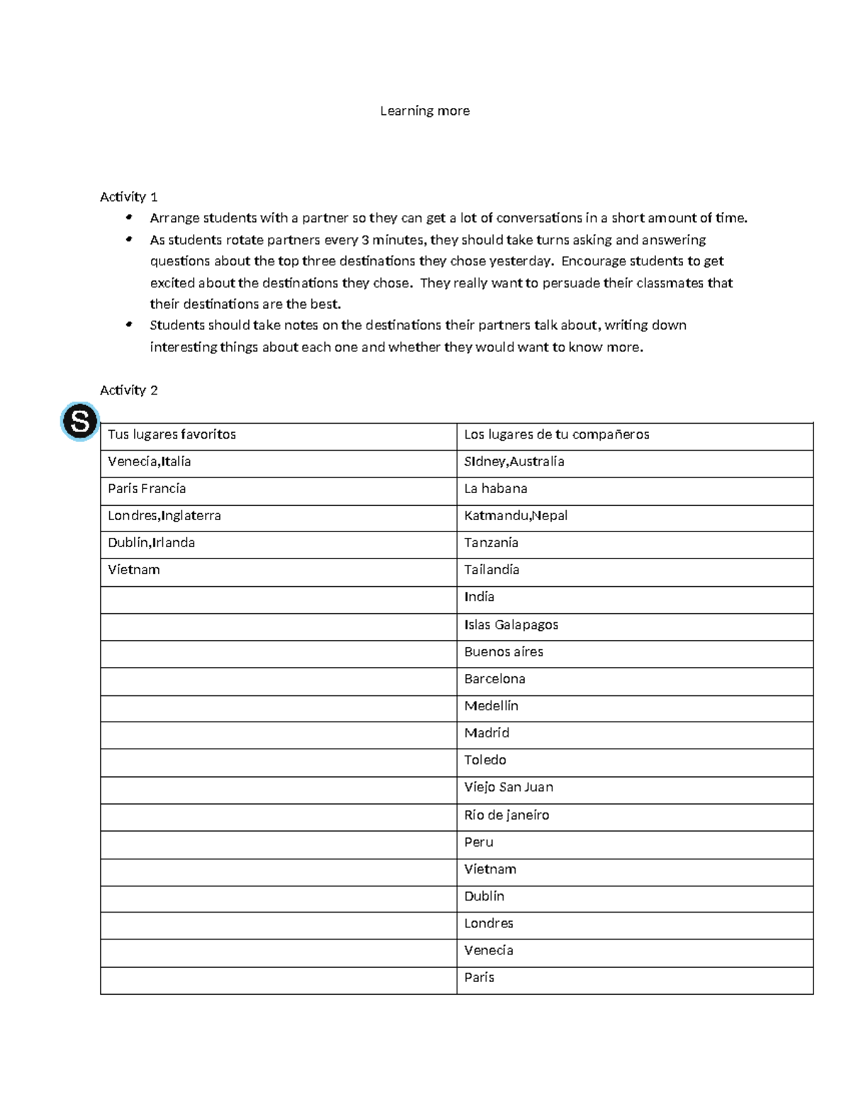 LOTE NS3 9WEEK2 Day 5 Learning more - Learning more Activity 1 Arrange ...