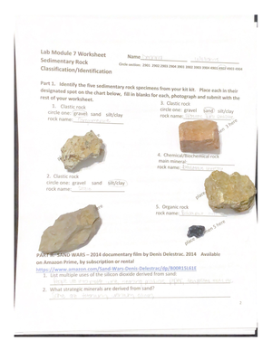 Lab Module 3 - Mineral Properties Worksheet - GEOL 101 - Studocu