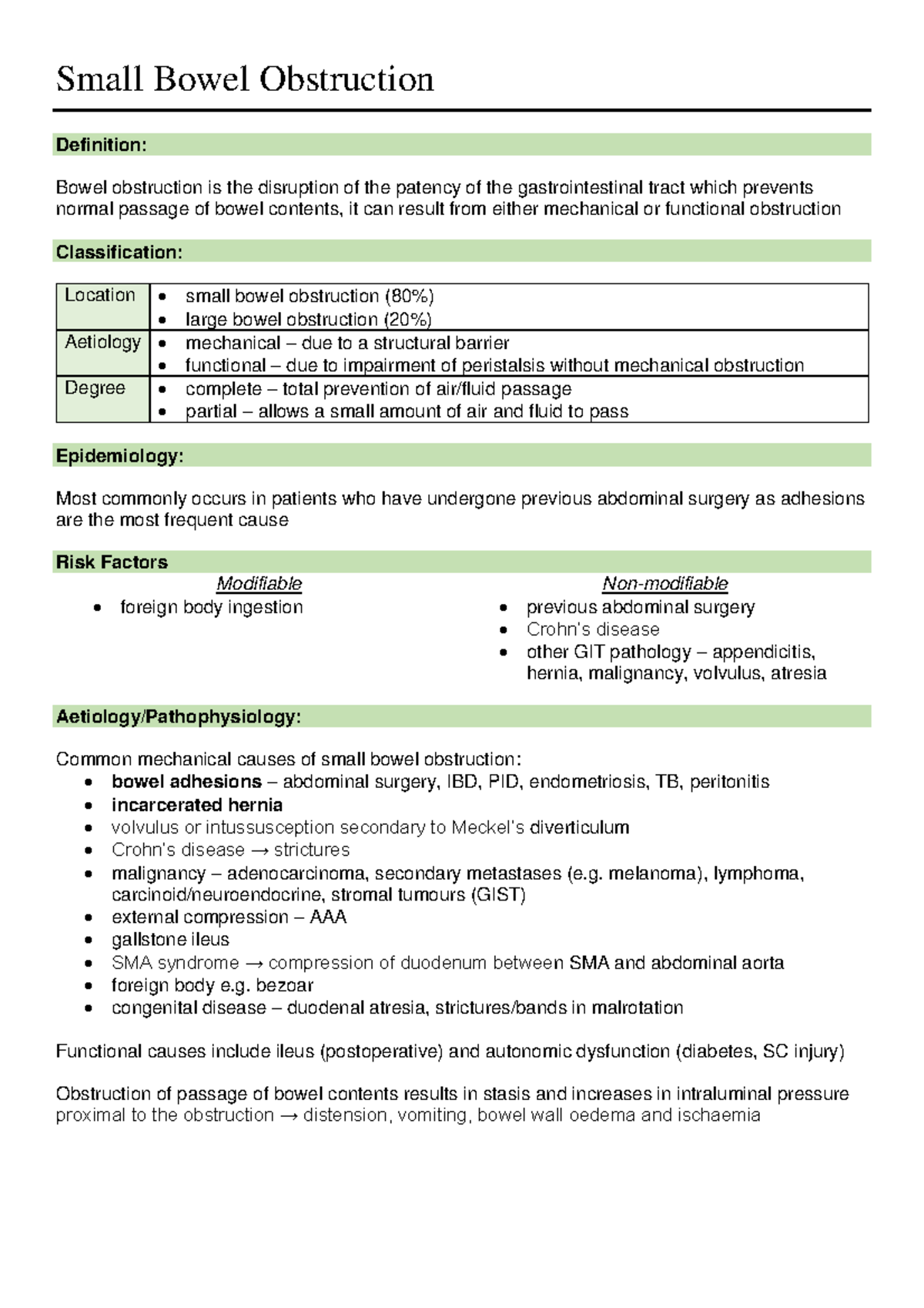 Bowel Obstruction - Key disease entity - Small Bowel Obstruction ...