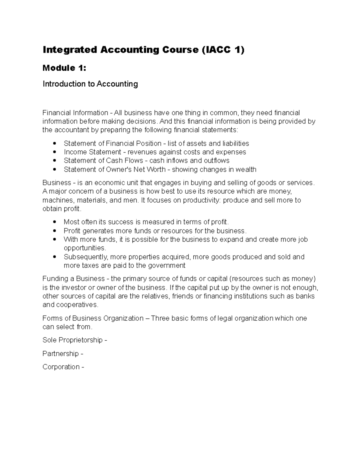 Integrated Accounting Course Anecdotes - Integrated Accounting Course ...