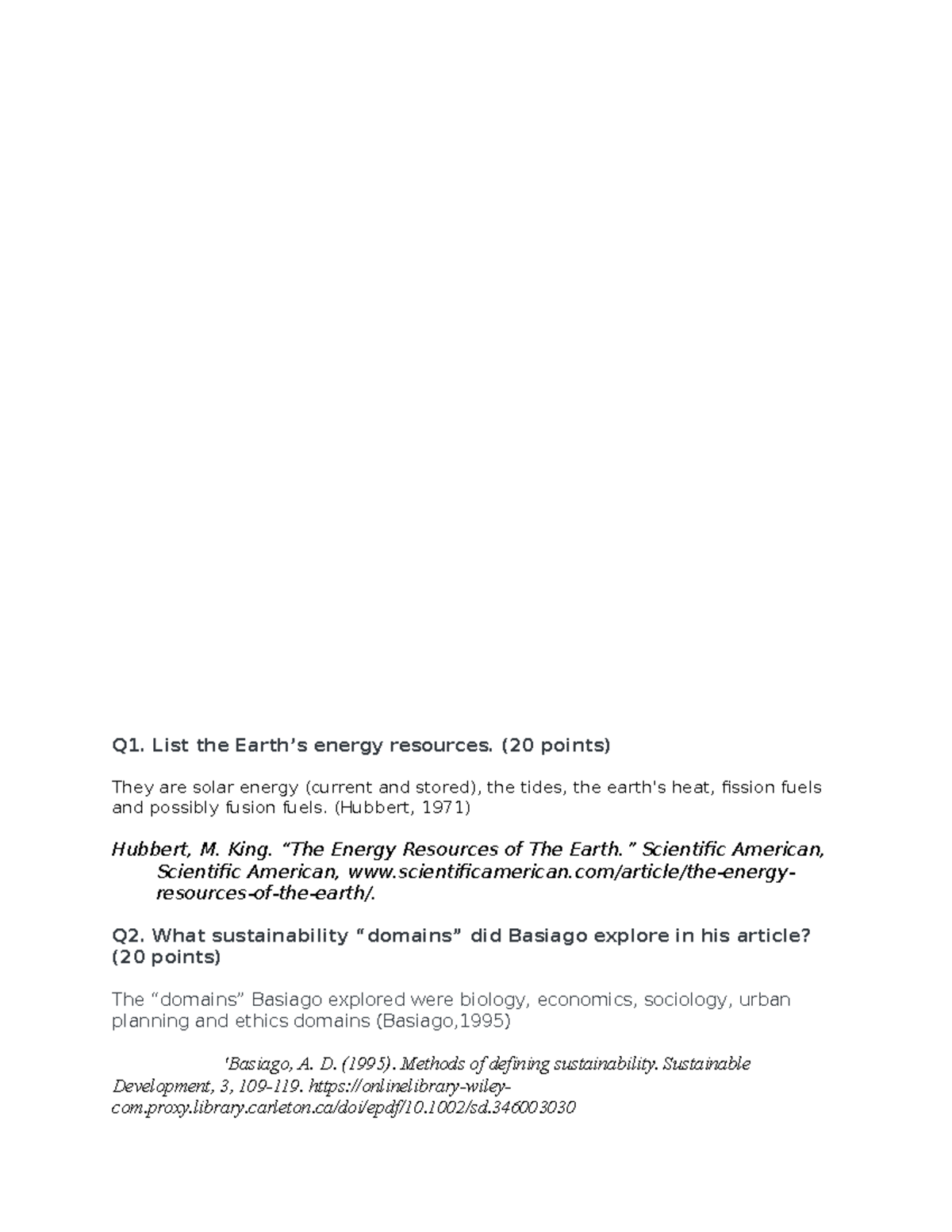 Week participation 05 - Q1. List the Earth’s energy resources. (20 ...