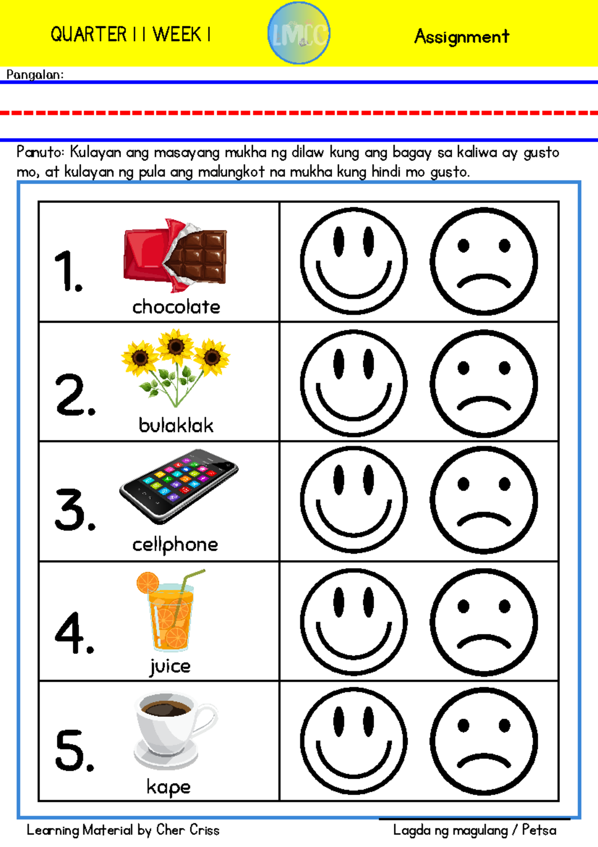 Quarter 1 WEEK 1 FREE Supplemental Activity Sheets - Edukasyon sa ...