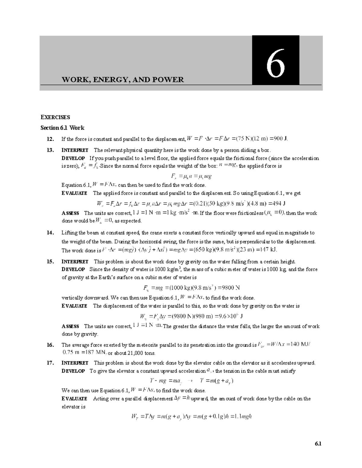 Introduction to materials scinece for engineers - WORK, ENERGY, AND ...