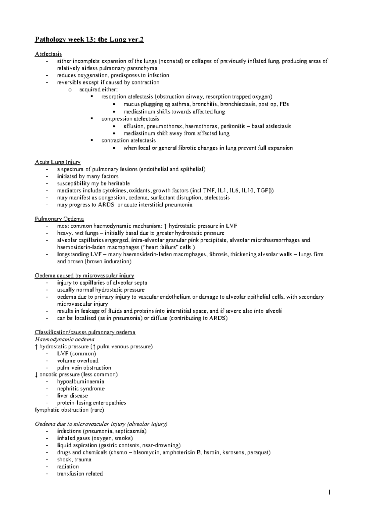 Pathology week13 Lung - Pathology week 13: the Lung ver. Atelectasis ...
